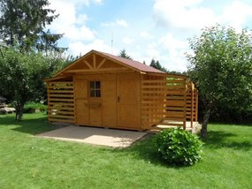 Domek na nářadí N3 4x4m + 2x přístřešek (2x1,4x4m)