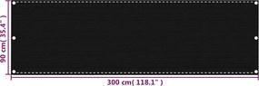 Balkonová zástěna černá 90 x 300 cm HDPE 311032