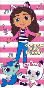 Plážová osuška z mikrovlákna Gábinin kouzelný domek - motiv A-Meow-Zing Friends - 70x140 cm