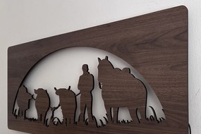 Li-Go "Člověk, kůň a býk" světelný obraz s baterií RGBW 100x45 cm varianta ovládání: ovládání na obraze včetně dálkového ovladače, provedení povrchu: dub