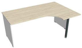Stůl ergo 180 x 120 cm, levý Hobis Gate GE 1800 60 L Dekor lamino podnože: akát, Dekor korpusu: bílá, Barva nohy: černá