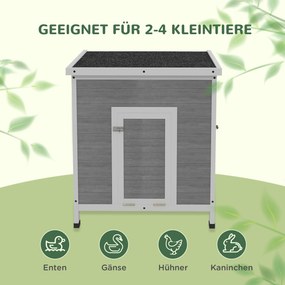 PawHut Kačerák, kachní dům ze dřeva s asfaltovou střechou, vyjímatelné dno, boční dveře, drůbežárna s ventilačními otvory, odolný proti počasí, husí …