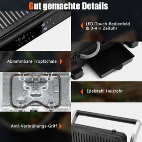Costway 3-v-1 1800 W Panini lisovací gril s nepřilnavými deskami elektrický gril