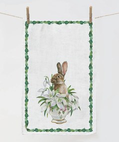 Lenbutik Luxusní lněná utěrka ,70x45 cm - Zajíček/  Bunny