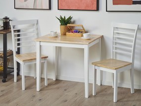 Sada 2 dřevěných jídelních židlí Světlé dřevo/bílá BATTERSBY Beliani