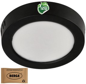 BERGE Kulatý LED panel přisazený - černý - 12W - PC - neutrální bílá
