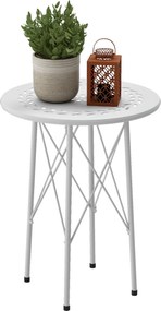 Outsunny Kulatý Zahradní Stůl - Stůl na Terasu Ø40x50 cm s Nastavitelnými Nohami a X-Tvarovanou Konstrukcí pro Venkovní a Vnitřní Použití - Bílá | Aos