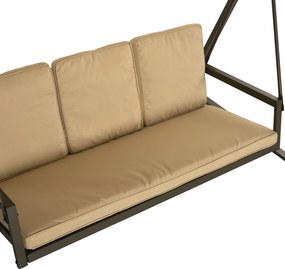 Hollywoodschaukel Gartenschaukel Schaukelbank, verstellbares Sonnendach, 200 cm x 125 cm x 175 cm, Beige + Braun