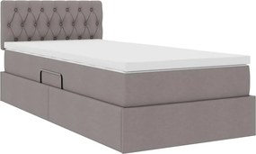 Postel s úložným prostorem a matrací Taupe 100 x 200 cm Samet 3370554