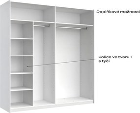 Skříň s posuvnými dveřmi 2,0x2,1m (Dveře Lesklé Bílé), série N Family