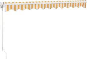Zatahovací markýza žlutá a bílá 3,5 x 2,5 m textil a hliník 3154432