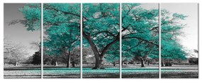 Pětidílný obraz tyrkysová krajina II + háčky a hřebíčky ZDARMA Velikost (šířka x výška): 125x50 cm