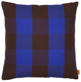 FERM LIVING Polštář Grand Cushion, Chocolate / Bright Blue