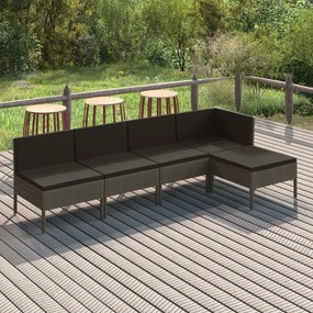 5dílná zahradní sedací souprava s poduškami polyratan šedá 3094370