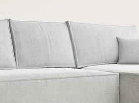 Světle šedá žinylková rozkládací/s úložným prostorem rohová pohovka (pravý roh/s lenoškou) Maze – Maison de Rêve