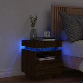 vidaXL Noční stolek s LED osvětlením hnědý dub 40 x 39 x 48,5 cm