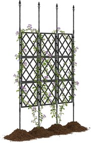 Outsunny skládací zahradní mřížka — podpěra pro popínavé rostliny, ocel s PE povrchovou úpravou, 85 x 2 x 197 cm, černá | Aosom