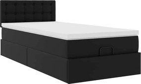 Osmanský rám postele s matrací černý 80x200cm umělá kůže 3312122
