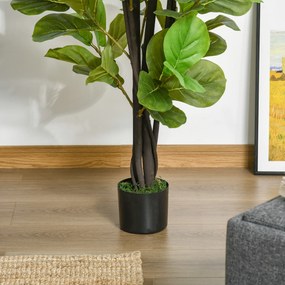 HOMCOM Umělý Fikus 130 cm pro vnitřní a venkovní použití, realistická umělá rostlina s 78 listy