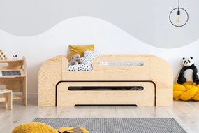 Domečková patrová dětská postel z masivního dřeva 90x200 cm v přírodní barvě Mila DMP Rozměr: 80x170 cm, Vstup do postýlky: Levá