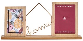 Dřevěný fotorámeček na 2 fotografie s dekoračním nápisem HOME, 46 x 6 x 21,5 cm