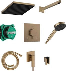 Hansgrohe Pulsify E - Sprchový set s termostatem pod omítku, s tělesem, 26x26 cm, EcoSmart, kartáčovaný bronz 24625140