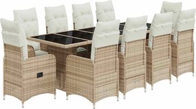 11dílný zahradní bistro set s poduškami béžový polyratan 3277287