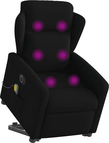 Elektrické zvedací masážní polohovací křeslo černé textil 3303166