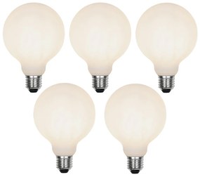 Sada 5 LED žárovek E27 G95 matných, 3-krokově stmívatelných, 5W 550 lm 2700K