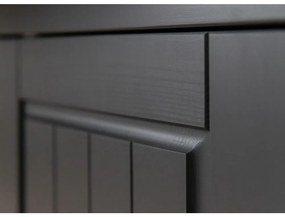 Massive home | Belluno Elegante velká grafitová vitrína 2D z masivu s dubovou deskou