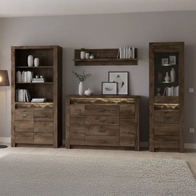 Obývací stěna INDIANAPOLIS t | sestava E | 289 cm | jasan tmavý