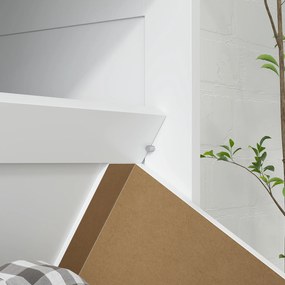 HOMCOM koupelnová skříňka s košem na prádlo, dřevěná koupelnová skříňka se lamelovými dveřmi, 2 koše, 70 x 38 x 73 cm, bílá