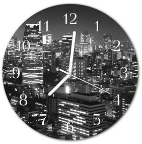 Skleněné hodiny kulaté Městské budovy fi 30 cm