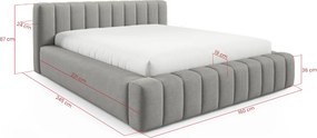 Čalouněná postel FRODIONE, 120x200 cm, s úložným prostorem a roštem Úložný prostor: S kovovým rámem úložného prostoru, Barva látky Wind: Černá (Wind 99)