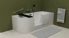 Polysan PORTAS R asymetrická vana s dvířky 170 x 75 x 60 cm pravá akrylát bílá 75541