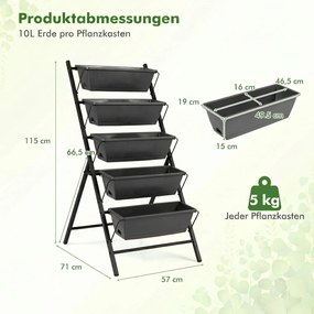 Costway 5-Tier Vertikální vyvýšený záhon s 5 odnímatelnými truhlíky na květiny