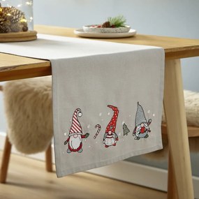 Bavlněný běhoun na stůl s vánočním motivem 33x220 cm Gnomes – Catherine Lansfield