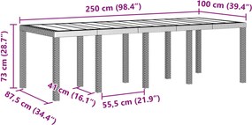 Zahradní stůl Antracit 250 x 100 x 73 cm polyratan 3378516