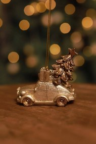 LUX zlatá závěsná vánoční ozdoba auto 6cm