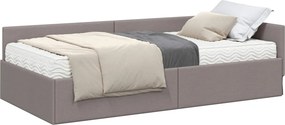 Rohový rám postele s matrací Jiný s čelo 2 ks Taupe textil 3393594