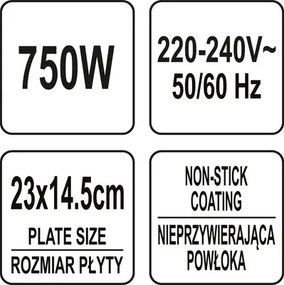 Lund Gril na panini 750 W černý / Kontaktní gril / Nepřilnavý povrch /