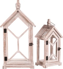 Set dvou dřevěných luceren bílý DA209 WT (2 ks)