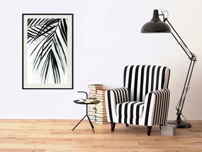 Plakát Palmový odpočinek - černobílá kompozice s listy tropické rostliny