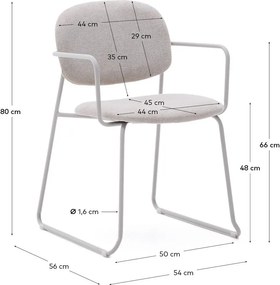 Béžová kovová jídelní židle s područkami Meli – Kave Home