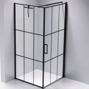 BPS-koupelny Čtvercový sprchový kout HYD-SK13A 80x80 černá/transparent + vanička HYD-OSV-ST02A černá