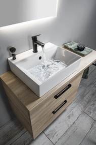 Aqualine, VEGA umyvadlová skříňka s černými úchytkami, deskou VEGA a podpůrnou konzolou, 103,5x61,4x45 cm, dub platin, VG873-03