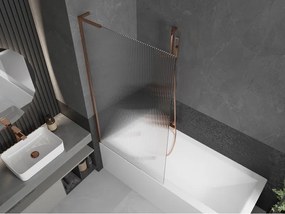 Mexen Next L, 1-křídlová vanová zástěna 90 x 150 cm, 6mm sklo s žebrovým vzorem, růžové zlato profil, 895-090-000-03-09-60