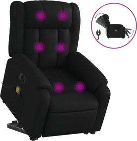 Elektrické zvedací masážní polohovací křeslo černé umělá kůže 3205285
