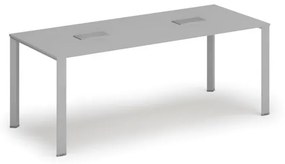 Stůl INFINITY 2000 x 900 x 750, šedá + 2x stolní zásuvka TYP III, stříbrná