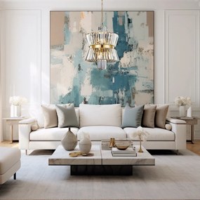 Lustr Aurelia, 1x křišťálové/zlaté kovové stínítko, (fi 42cm), g